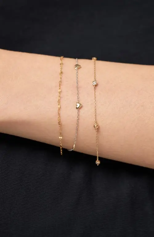 ANA LUISA Solid Yellow Gold Heart Station Bracelet