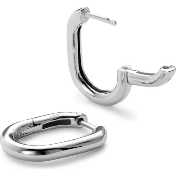 ANA LUISA Sterling Elongated Mini Hoopsrox Mini - Silver