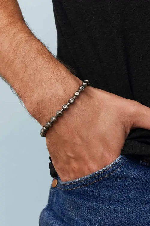 ORADINA Axis Bead Bold Bracelet In Sterling