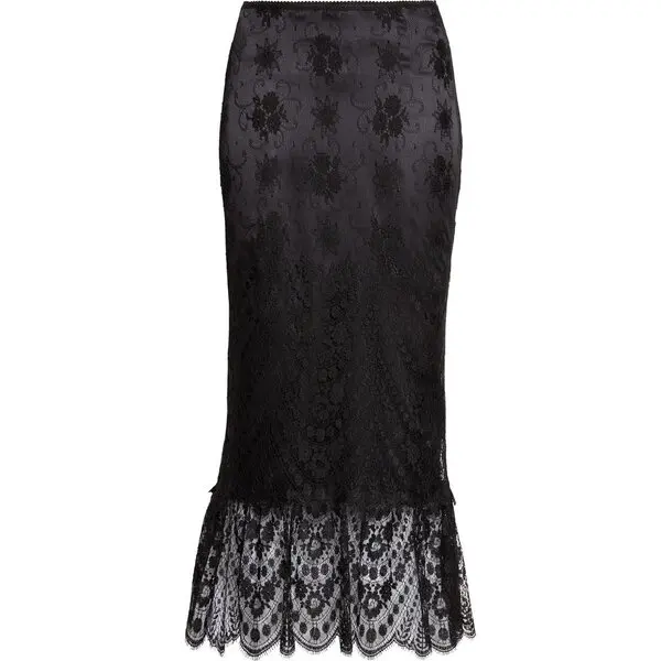 Dolce & Gabbana Lace Trumpet Skirt - Black
