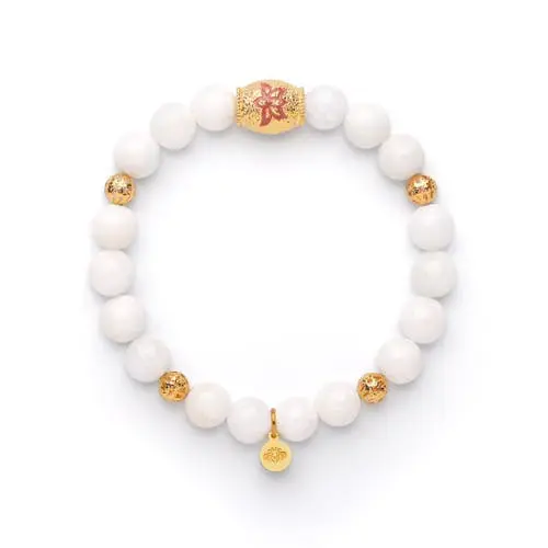SEVEN SAINTS Illumination & Creativity Lotus Beaded Moonstone Bracelet - Gold