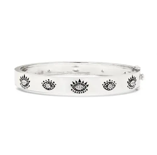 SEVEN SAINTS Guardian Light Evil Eye Topaz Bangle - White