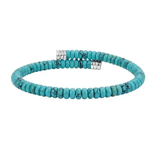 LINK UP Semi-precious Disc Beaded Flex Bracelet - Turquoise