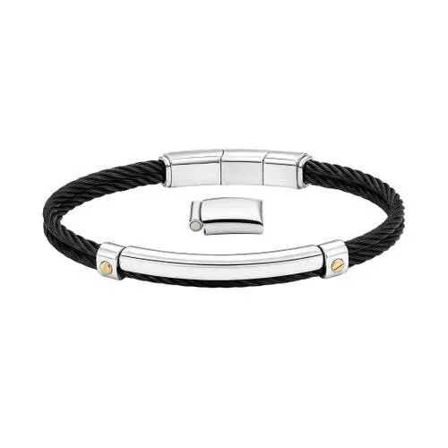 LINK UP Double Cable Steel Bracelet With Screw Center
