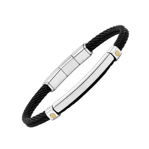 LINK UP Double Cable Steel Bracelet With Screw Center