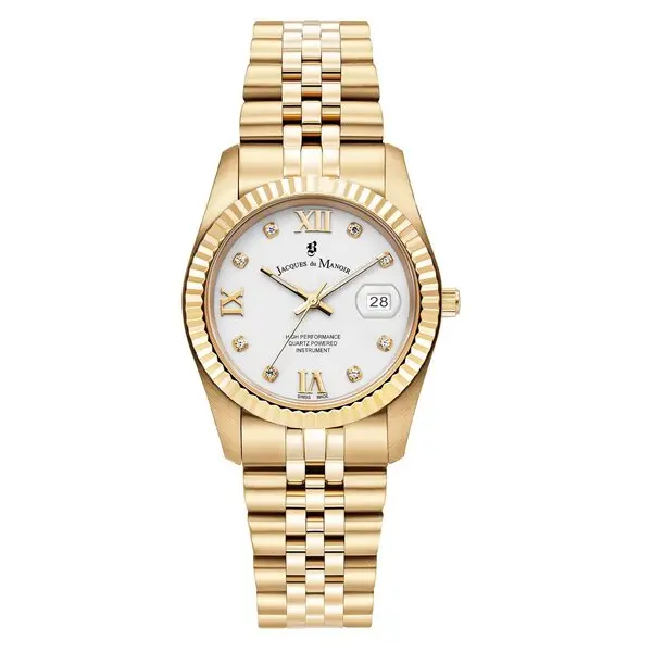 JACQUES DU MANOIR Ladies Inspiration Roman Tone Watch With White Dial