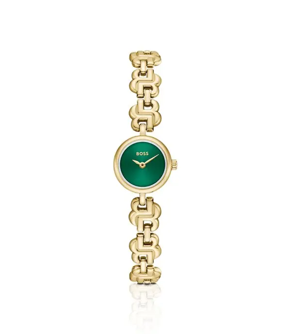 BOSS Double B Dressy Green-dial Watch With Monogram Bracelet