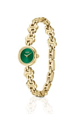 BOSS Double B Dressy Green-dial Watch With Monogram Bracelet