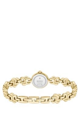 BOSS Double B Dressy Green-dial Watch With Monogram Bracelet