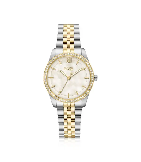 BOSS Elegant Two-tone Watch With Crystal-set Bezel