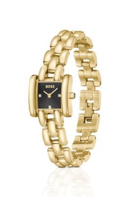 BOSS Violet Square Watch With Black Dial And Sculptural Bracelet