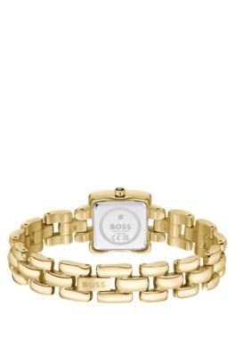 BOSS Violet Square Watch With Black Dial And Sculptural Bracelet