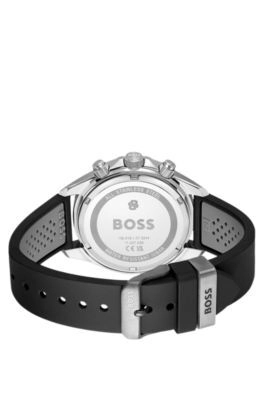 BOSS Letic Stainless-steel Watch With Perforated Silicone Strap