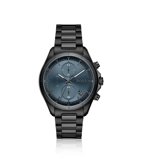 BOSS Letic Black-plated Watch With Blue Dial