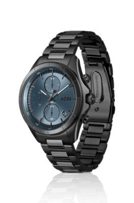 BOSS Letic Black-plated Watch With Blue Dial