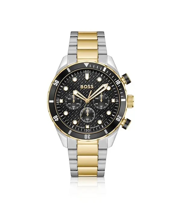 BOSS Chronomatix Two-tone Watch With Monogram-textured Dial