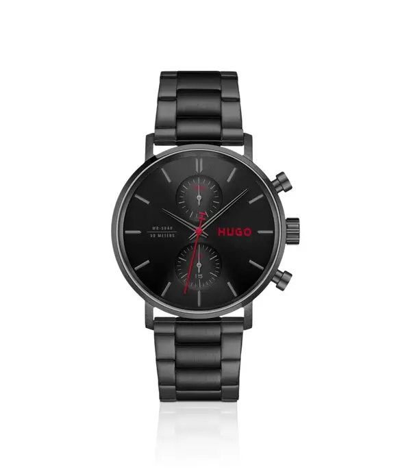 Hugo Takeoff Black-plated Watch With Black Dial