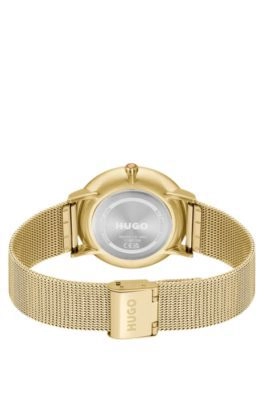Hugo Style 3h Blue-dial Watch With Mesh Bracelet