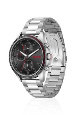 Hugo Drift Black-dial Watch In Stainless Steel
