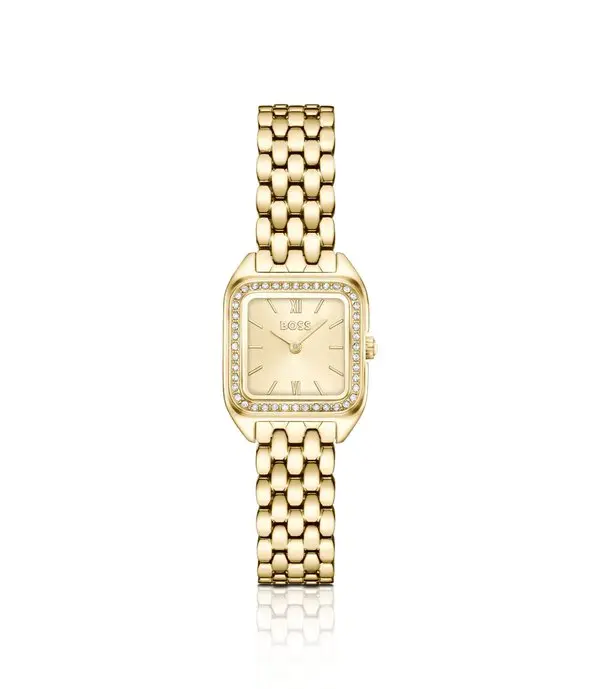 BOSS Mae Petite Gold-tone Watch With Crystal-set Bezel
