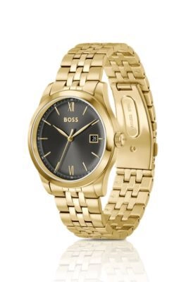 BOSS Langford Black-dial Watch With Five-link Bracelet