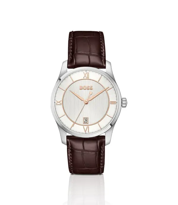 BOSS Principle Prestige Watch With Silver-white Textured Dial