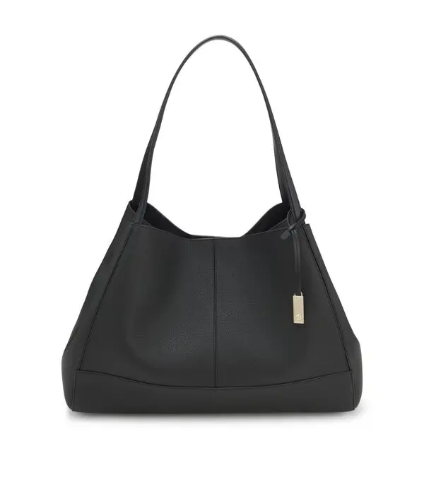 BOSS Grained-leather Tote Bag With Detachable Pouch - Black