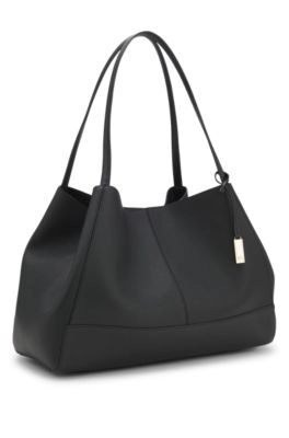 BOSS Grained-leather Tote Bag With Detachable Pouch - Black