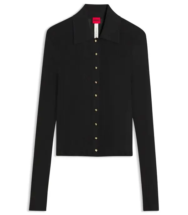 Hugo Fitted Cardigan With Gold-tone Pebble Buttons