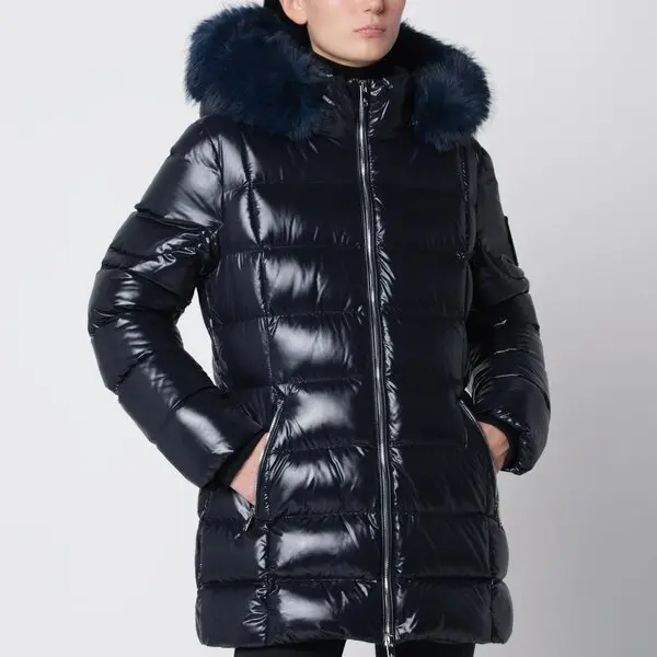 Moose Knuckles Celestia 3q Navy Nylon Down Jacket - Blue