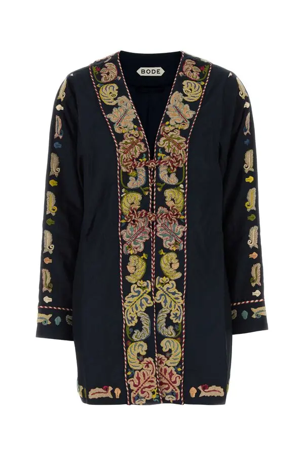 BODE Navy Cotton And Viscose Feather Runner Jacket