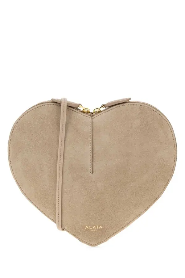 Alaïa Sand Suede Le Coeur Crossbody Bag