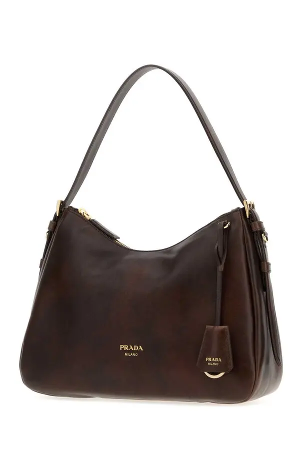Prada Dark Leather Shoulder Bag - Brown