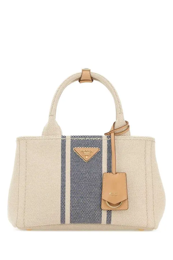 Prada Sand Canvas Small Jardiniã¨re Handbag - Brown