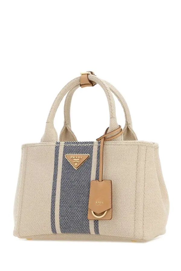 Prada Sand Canvas Small Jardiniã¨re Handbag - Brown