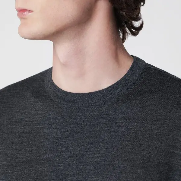 Zegna Dark Grey Melange Sweater In Wool