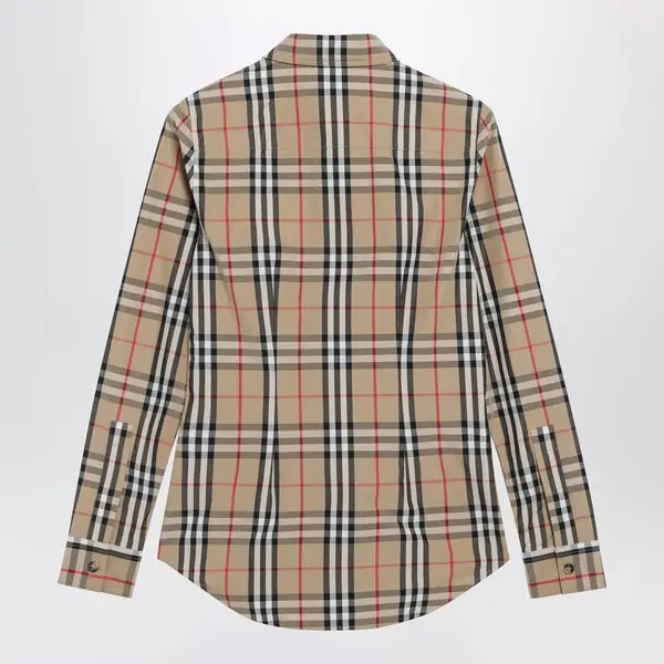 Burberry Beige Check Stretch Cotton Shirt