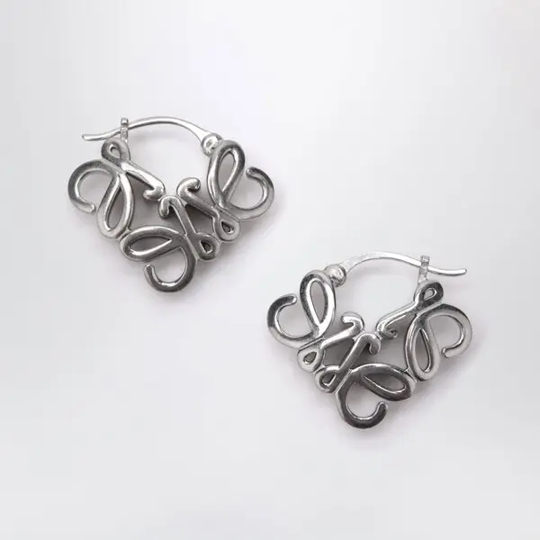 Loewe Anagram Bombe Sterling Hoop Earrings - Silver