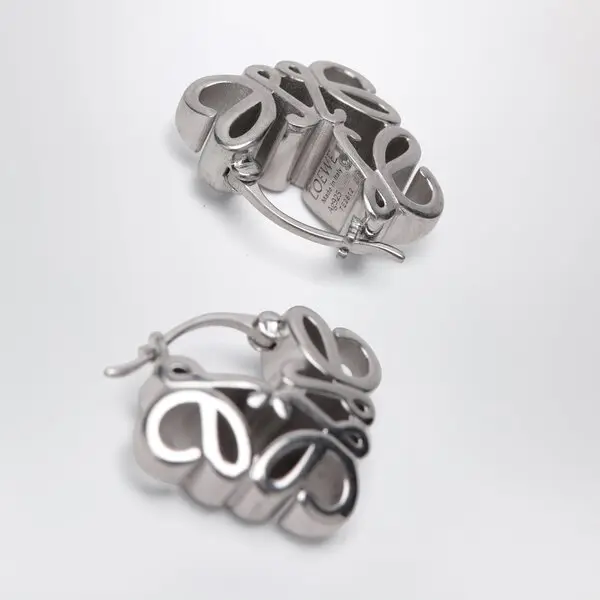 Loewe Anagram Bombe Sterling Hoop Earrings - Silver