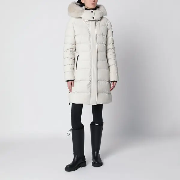 Moose Knuckles Alabaster Watershed Down Jacket In Cotton Blend - White