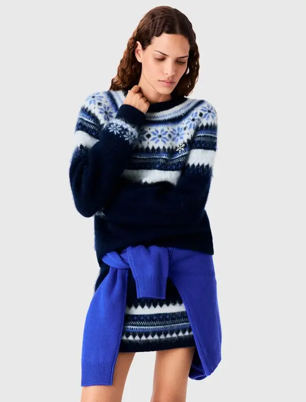 Maje Jacquard Knit Sweater