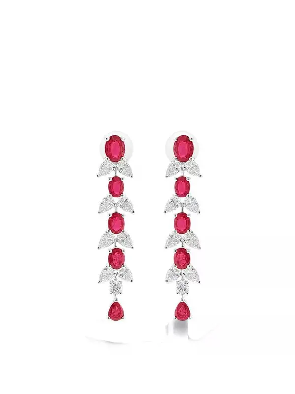 HYT JEWELRY Ruby And Diamond Dangling Earrings