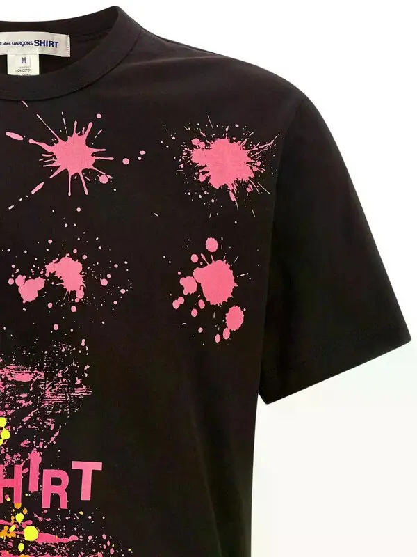 Comme Des Garçons Paint-splatter Logo-print T-shirt