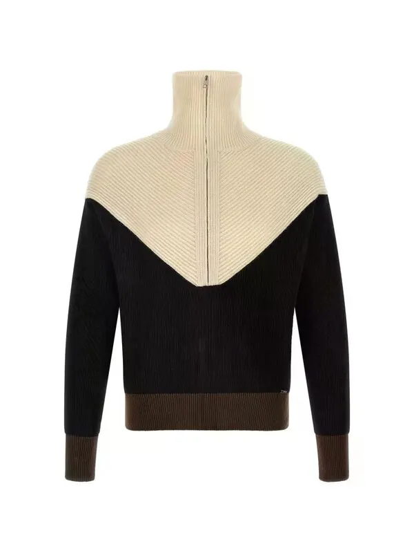 Kiton Ribbed-knit Panelled Sweater - Black