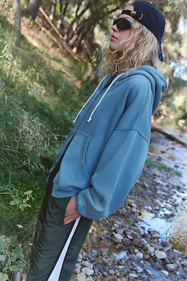 Free People Final Call Fleece-lined Zip-up Hoodie - Seaside