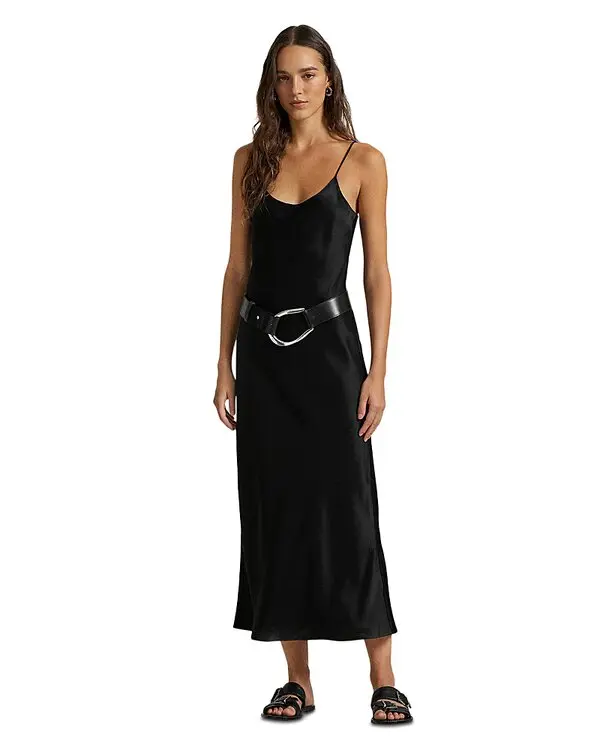 Polo Ralph Lauren Satin Slip Dress - Black