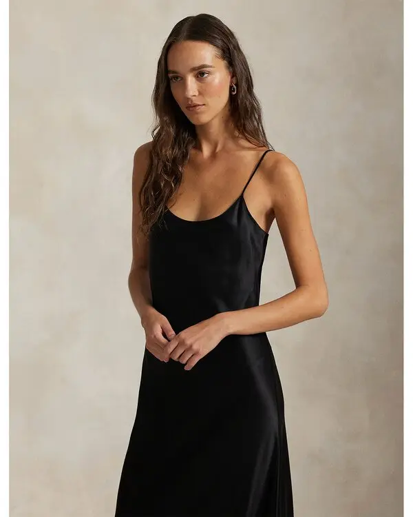 Polo Ralph Lauren Satin Slip Dress - Black