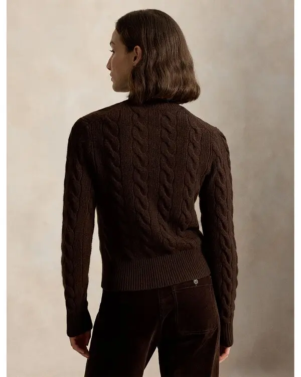Polo Ralph Lauren Cable Knit Wool Cashmere Cardigan - Cedar Heather
