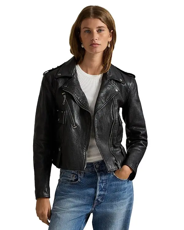 Polo Ralph Lauren Leather Moto Jacket - Black