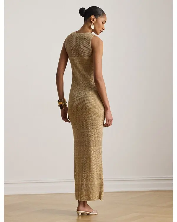 Ralph Lauren Pointelle Knit Sleeveless Gown